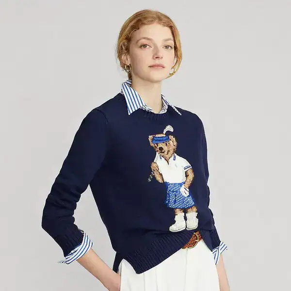 Ralph Lauren Golf Polo Bear Sweater In French Navy - 30% Off